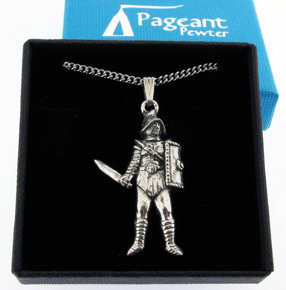 Roman Gladiator Silver Pewter Pendant on A Chain - Etsy