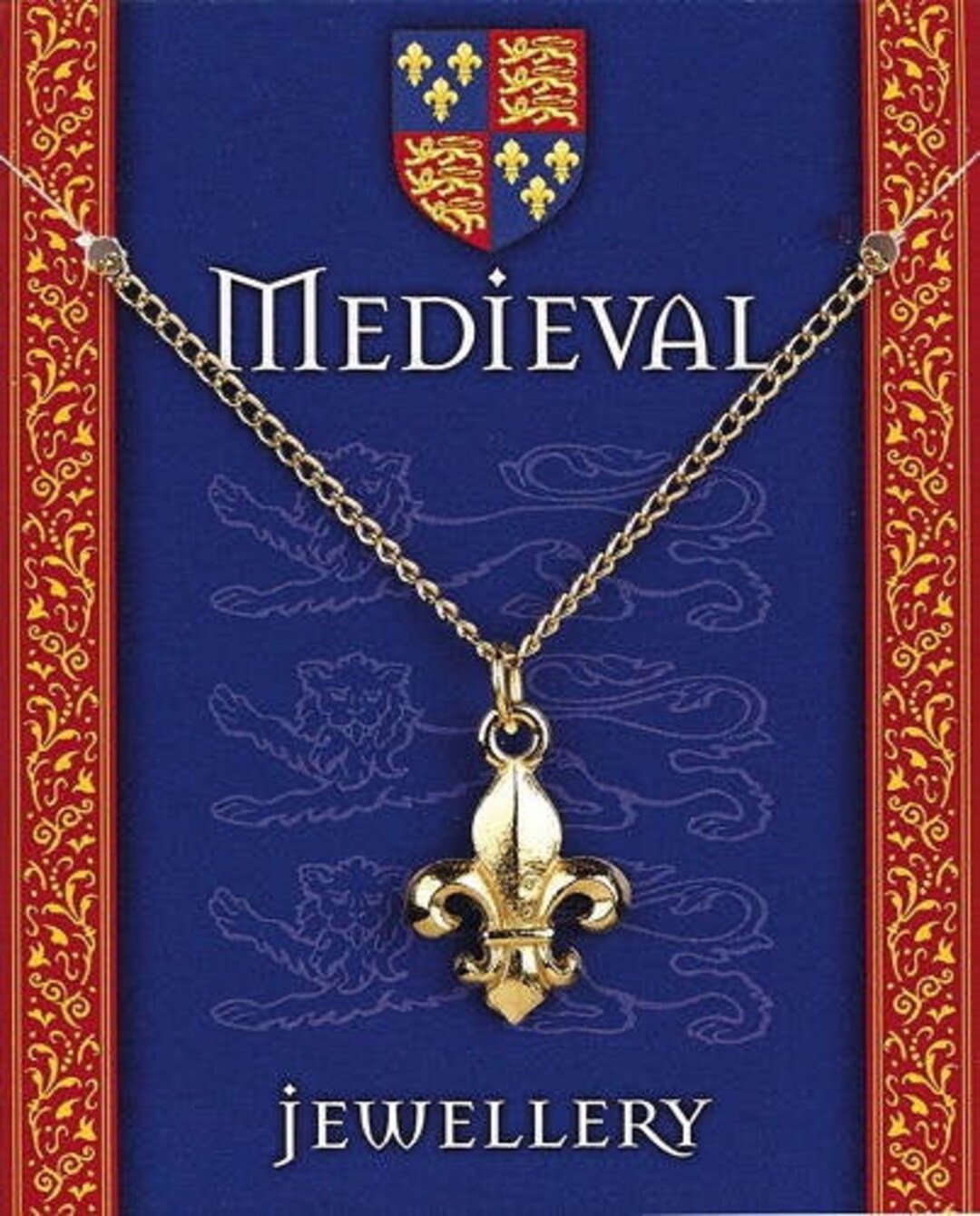 Medieval Heraldic Gold Plated Fleur De Lis Pendant on a Chain - Etsy