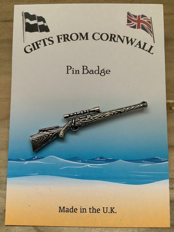 Hunting Rifle Silver Pewter Pin Badge - Etsy