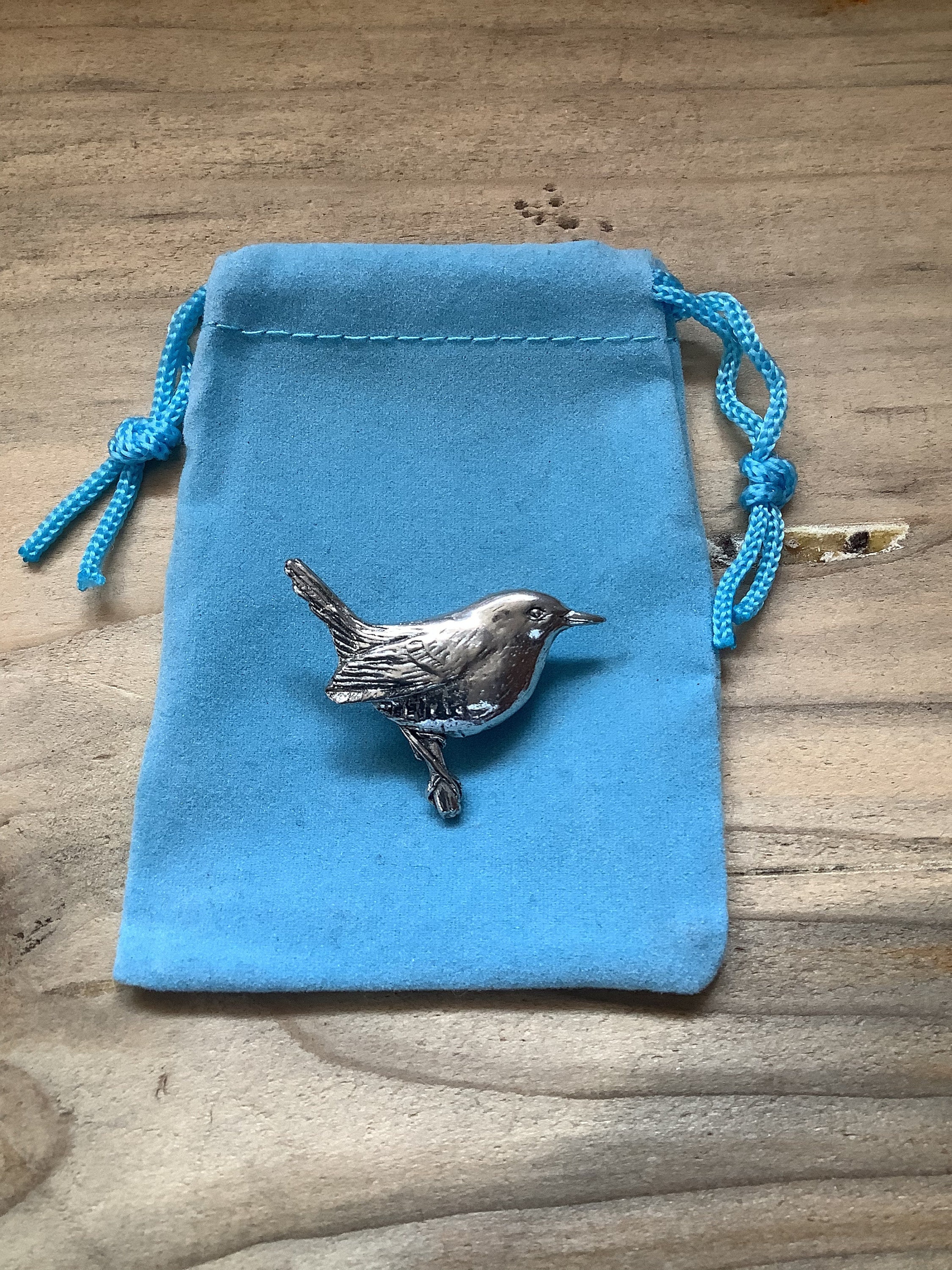 Wren Silver Pewter Pin Badge P - Etsy