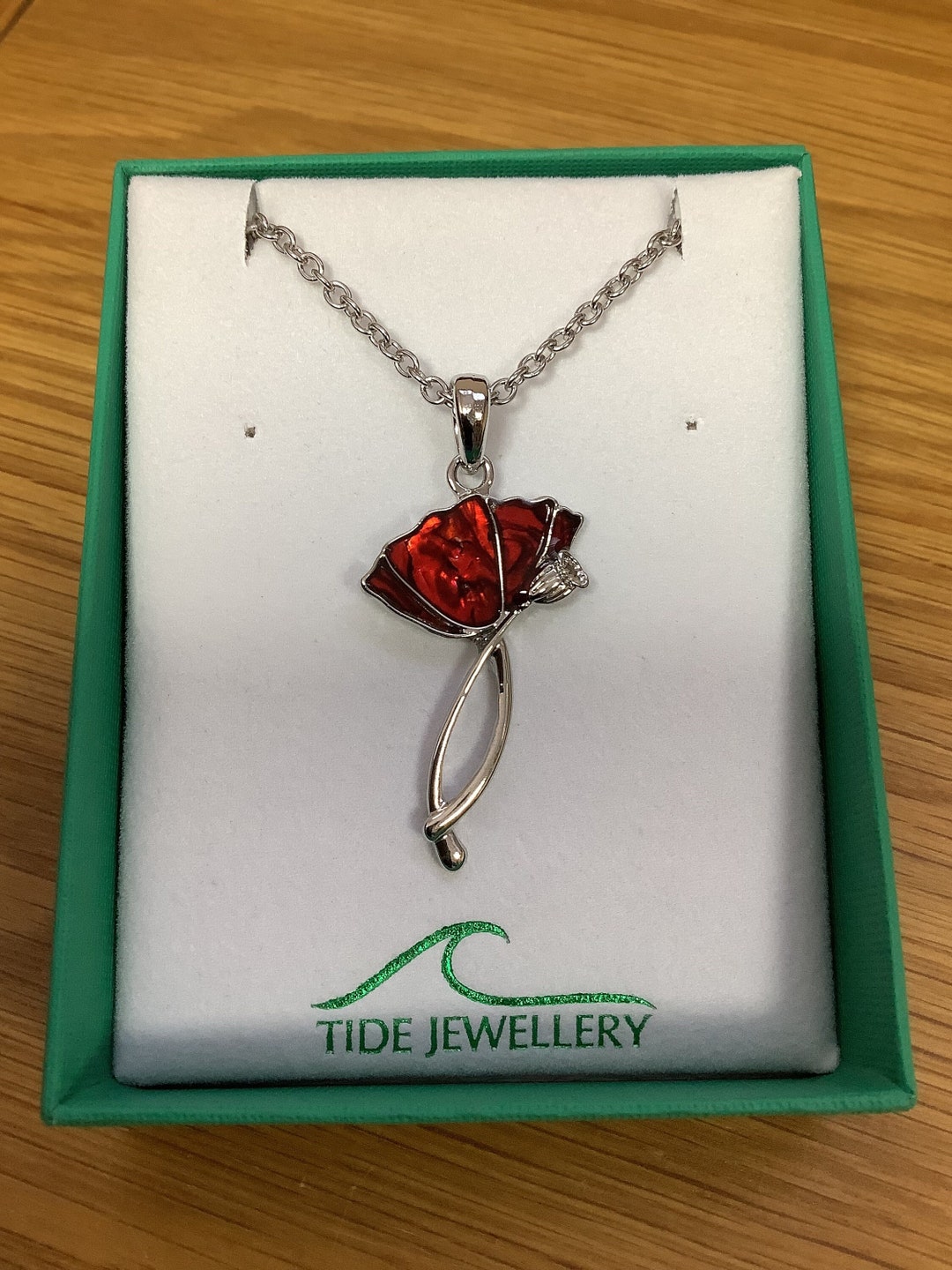 Poppy Inlaid Red Paua Shell Pendant on A Chain - Etsy