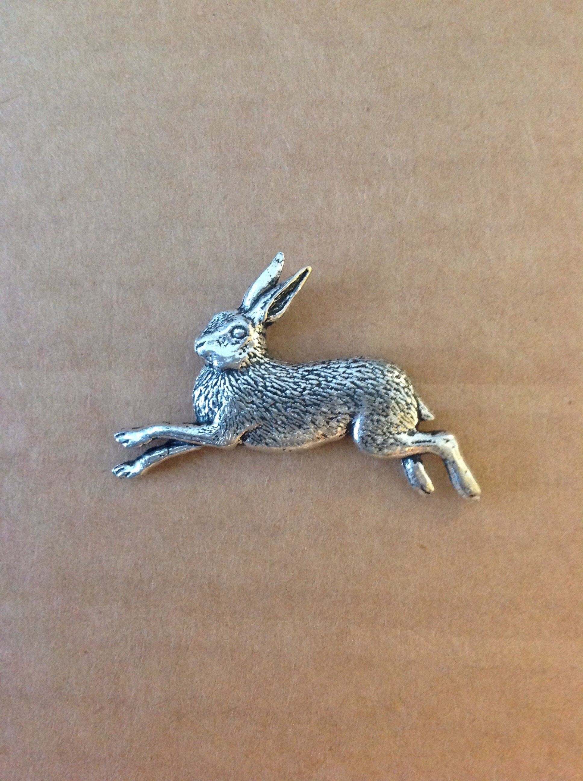 Hare Silver Pewter Pin Badge | Etsy