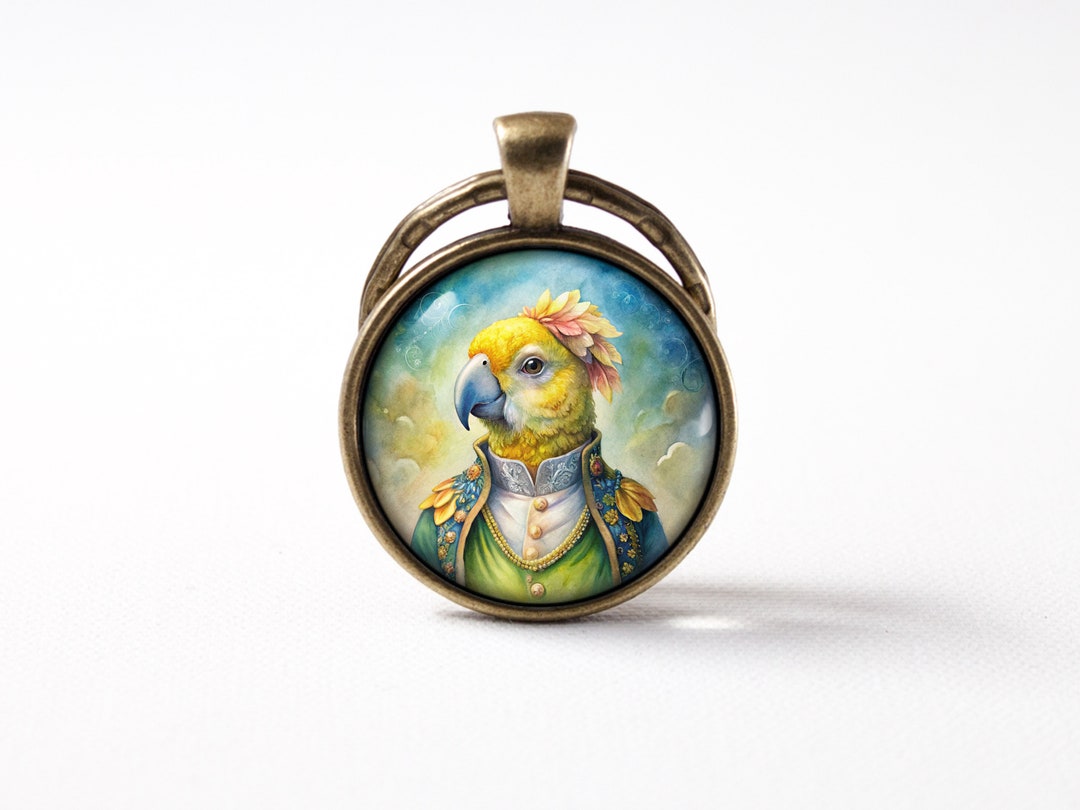 Parrot Keychain Watercolor Painting Inspired Bird Jewelry Parrot Key ...