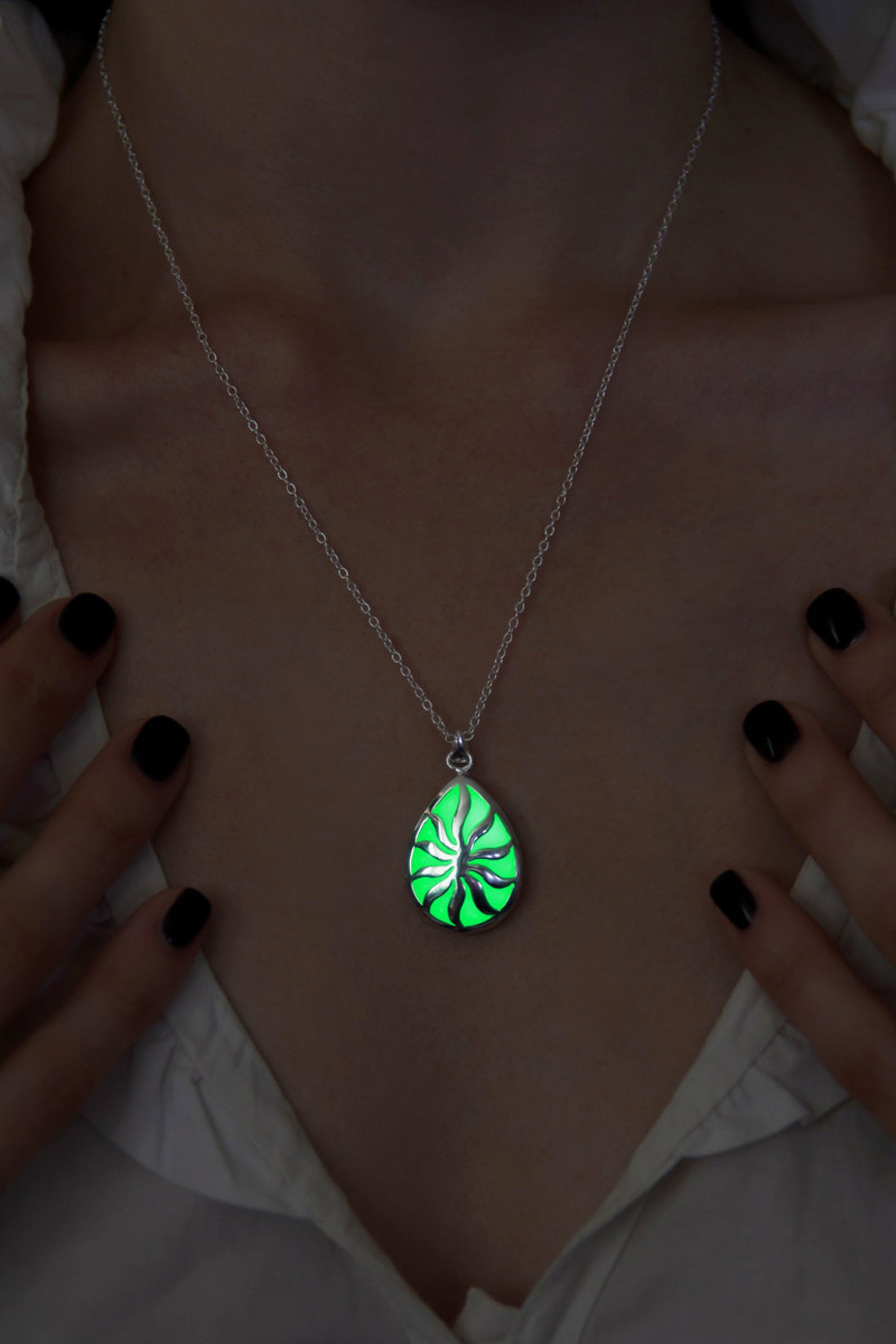 Glow in the Dark Green Drop Glowing Pendant Glow in the - Etsy