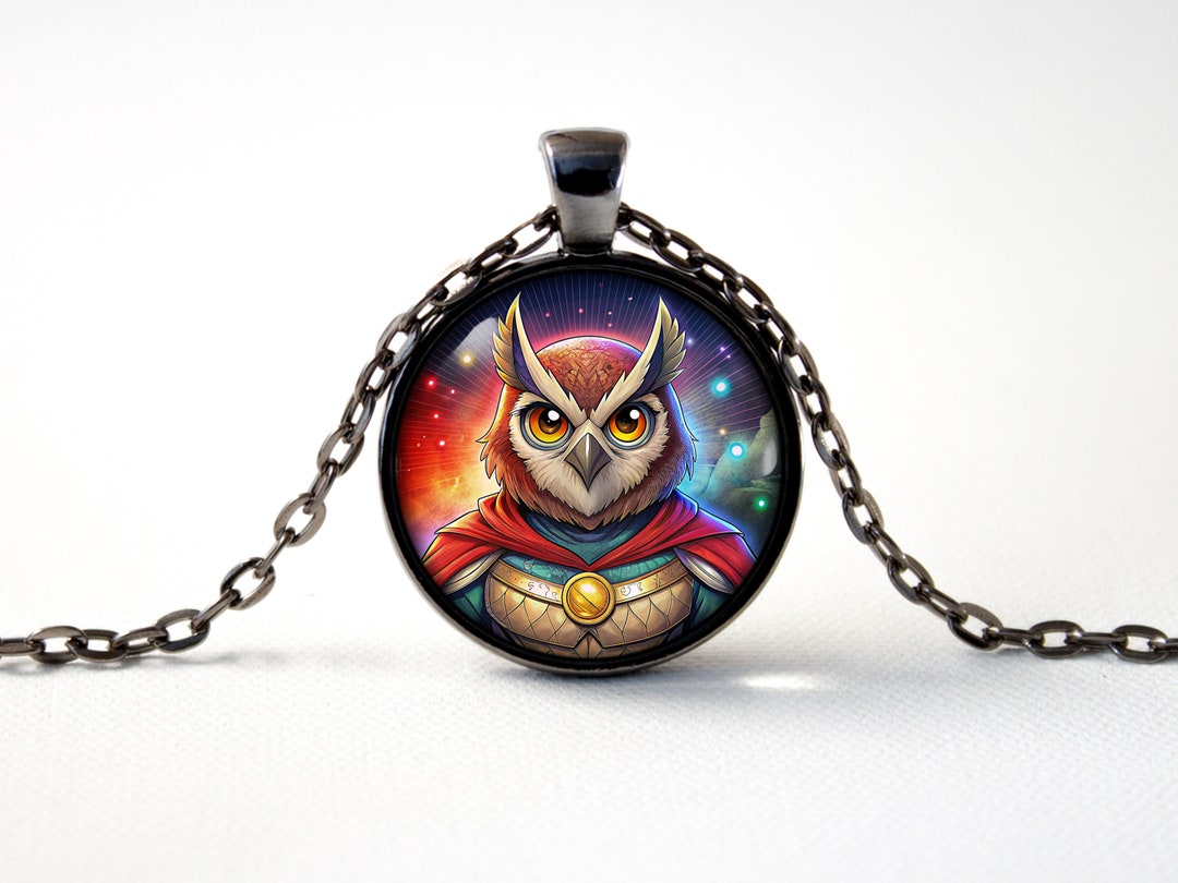 Owl Superhero Necklace Owl Jewelry Night Bird Pendant Boyfriend Gift ...