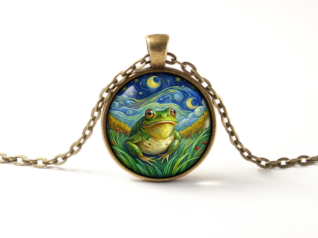 Frog Necklace Toad Van Gogh Style Necklace for Women Van Gogh Gift Toad ...