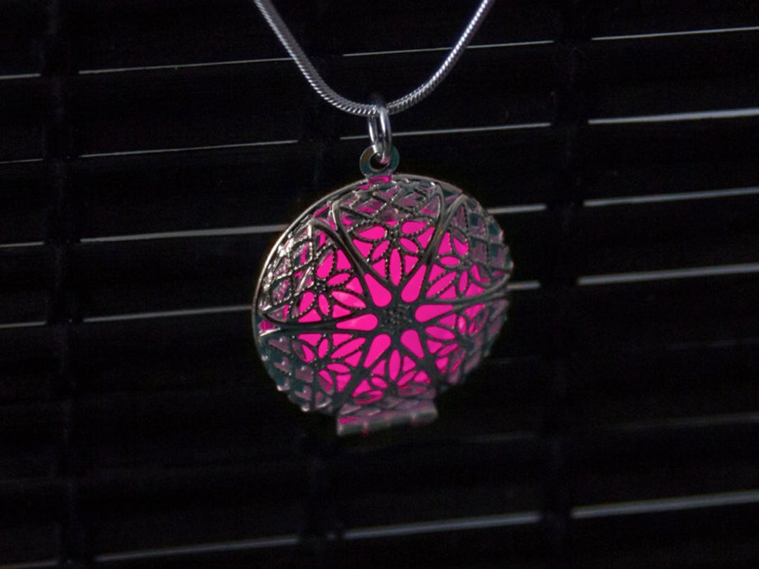 Glowing Pink Circle Punk Glowing Necklace Glow in the - Etsy