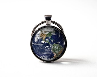 Globe Keychain World Map Planet Earth Geography Key Chain Key Fob Car ...
