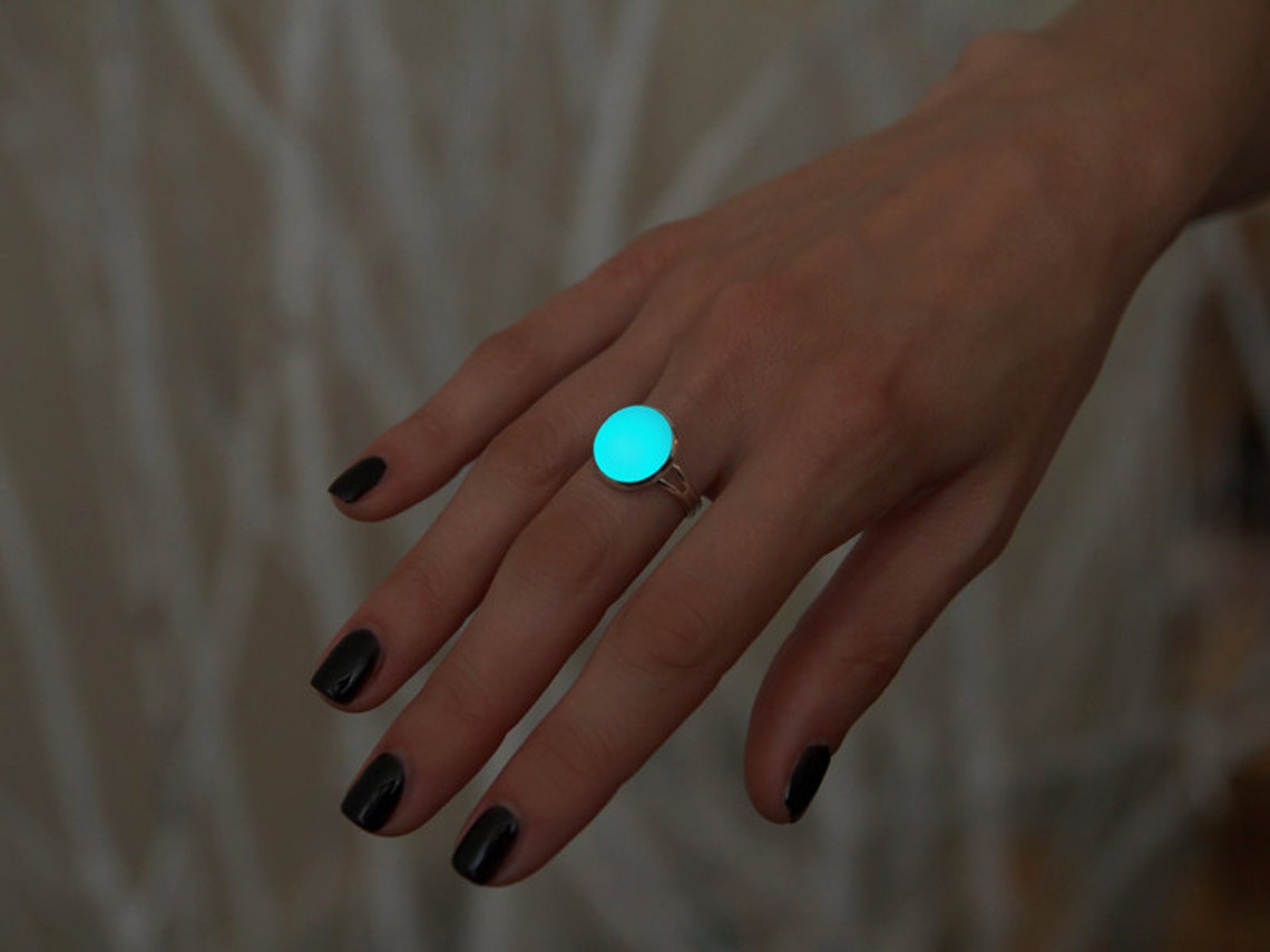 Glow in the Dark Ring Glowing Ring Aqua Glowing Ring - Etsy