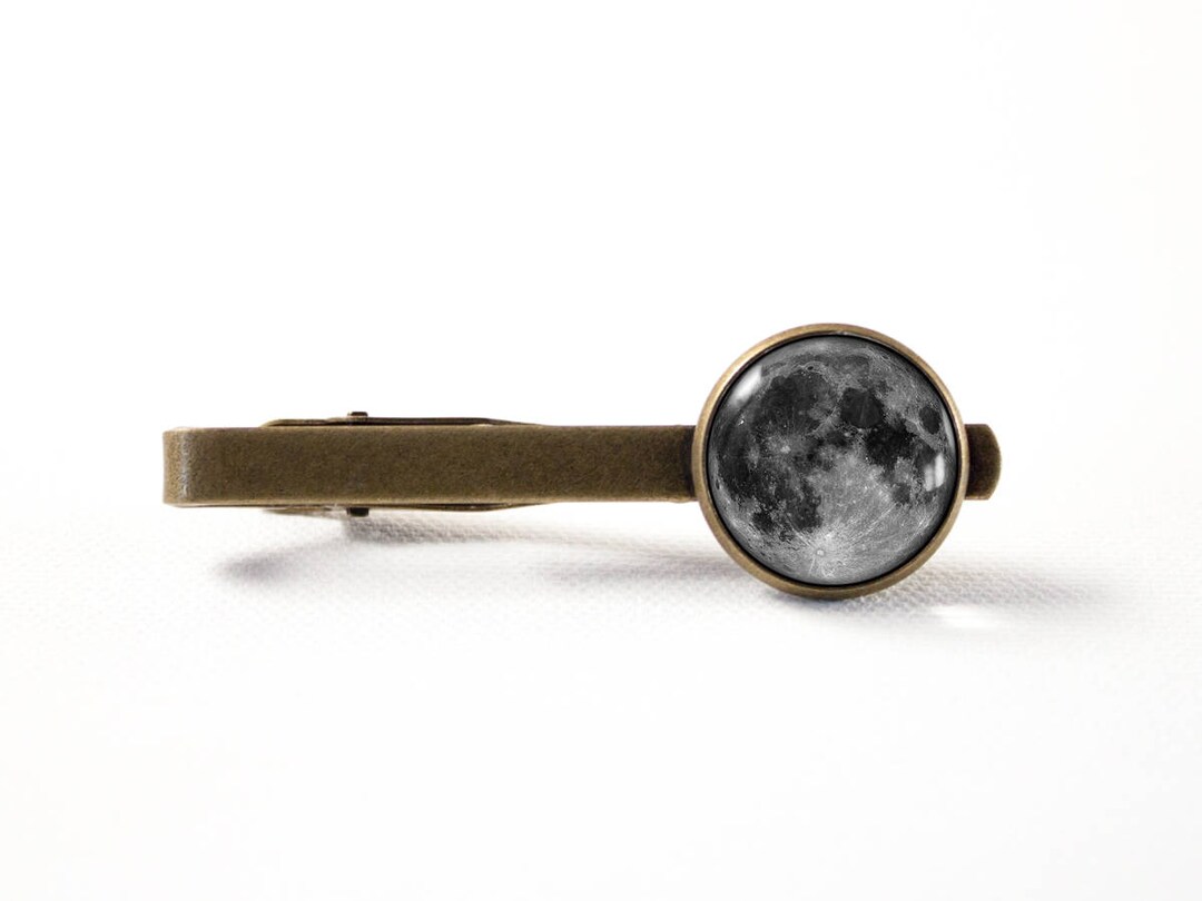Gray Moon Tie Clip Full Moon Tie Clip Men Gift Lunar Jewelry Luna ...