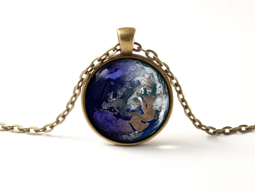 Europe and Africa Earth Pendant Globe Planet Universe Necklace Travel ...