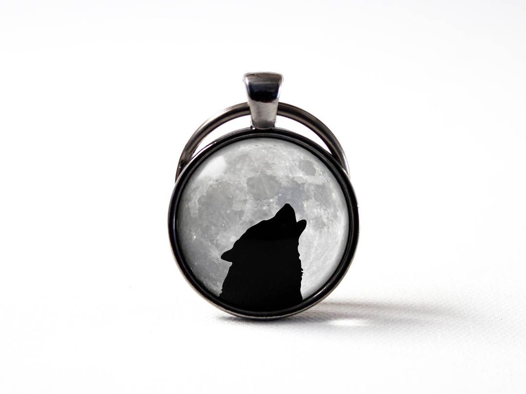 Wolf Key Chain Grey Moon Moon Pendant Wolf Keychain Full Moon Animal ...