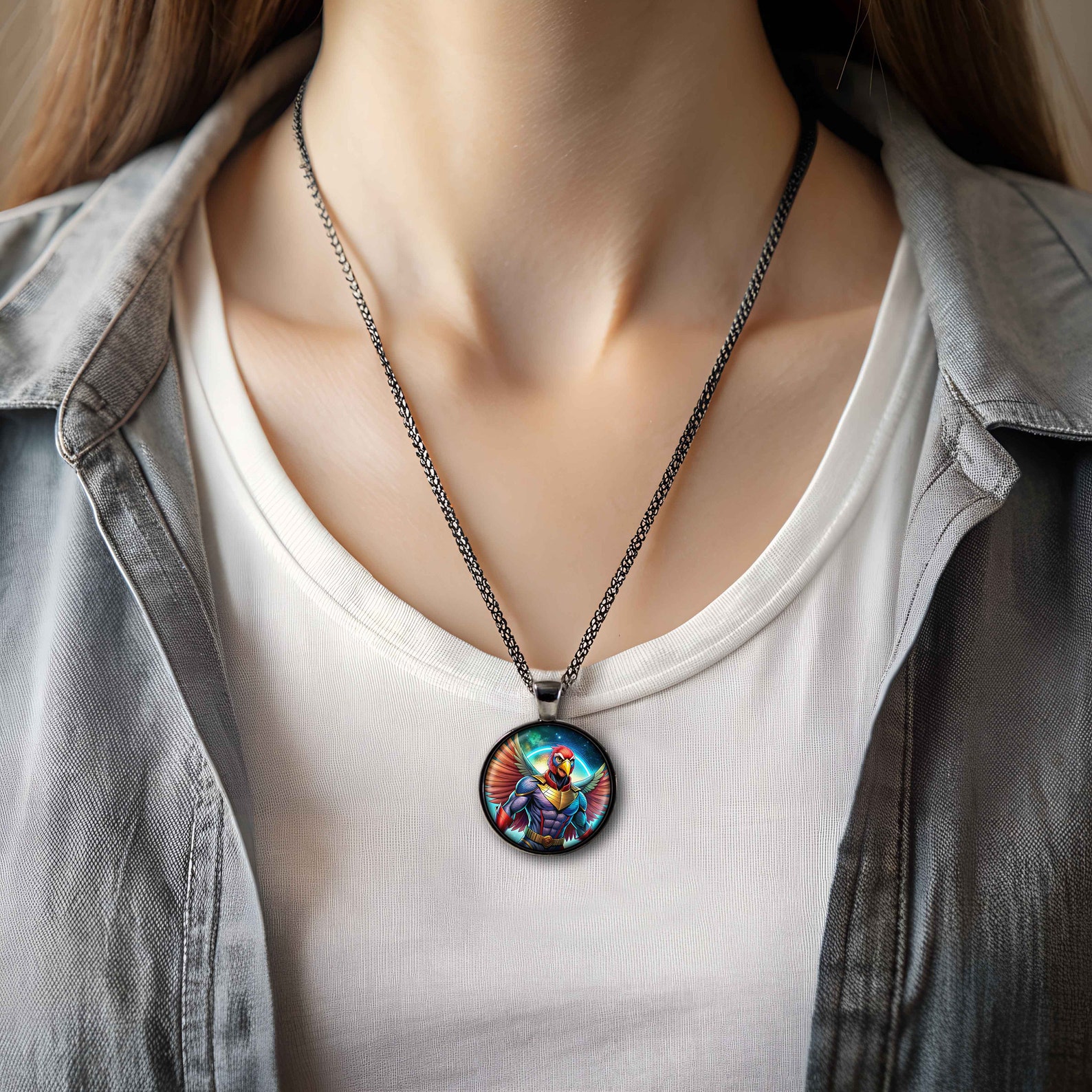 Parrot Necklace Superhero Parrot Jewelry Fantasy Pendant Boyfriend Gift ...