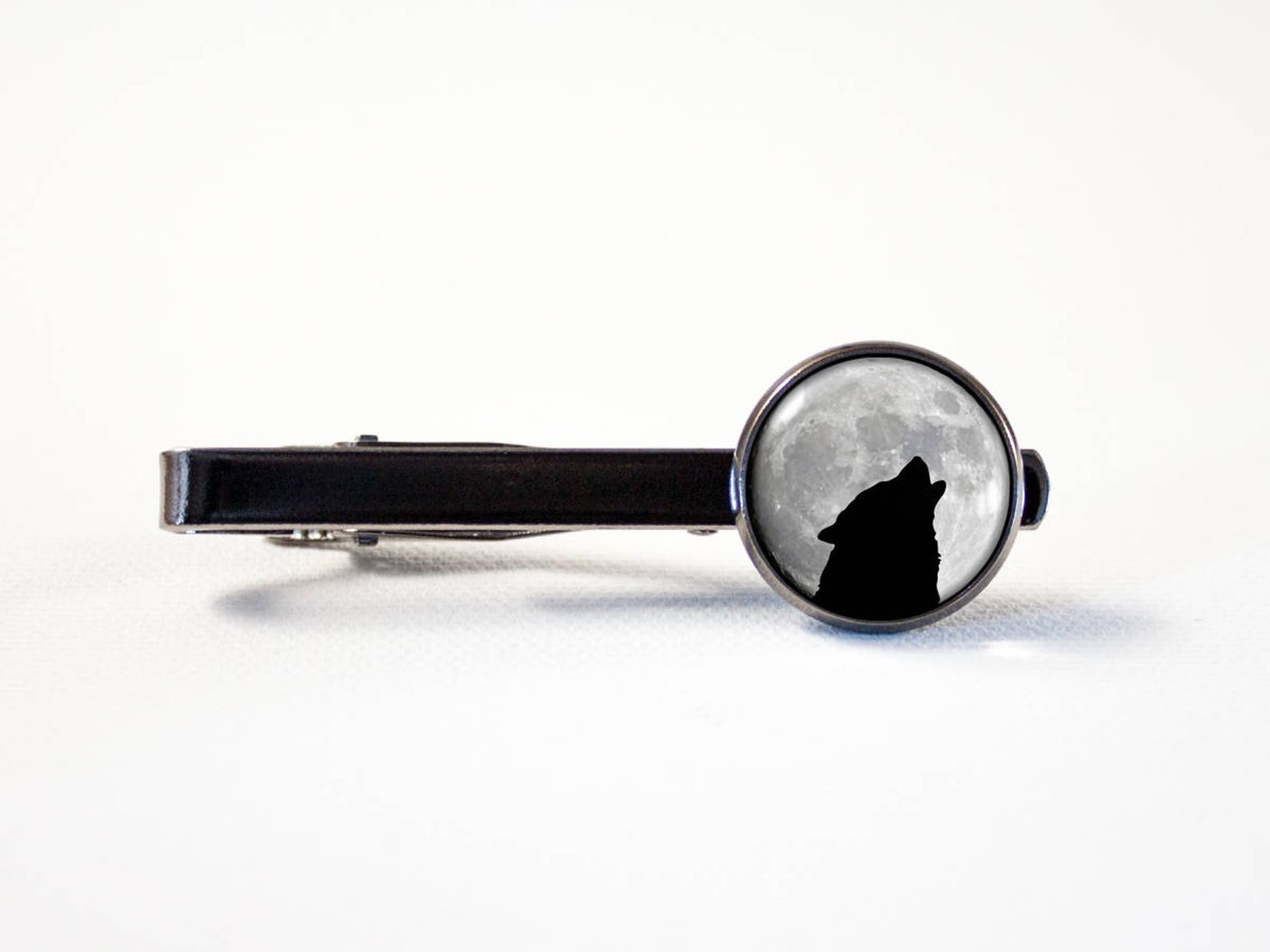 Wolf Tie Bar Husband Gift Men Jewelry Howling Wolf Wolf Tie Clip Moon ...