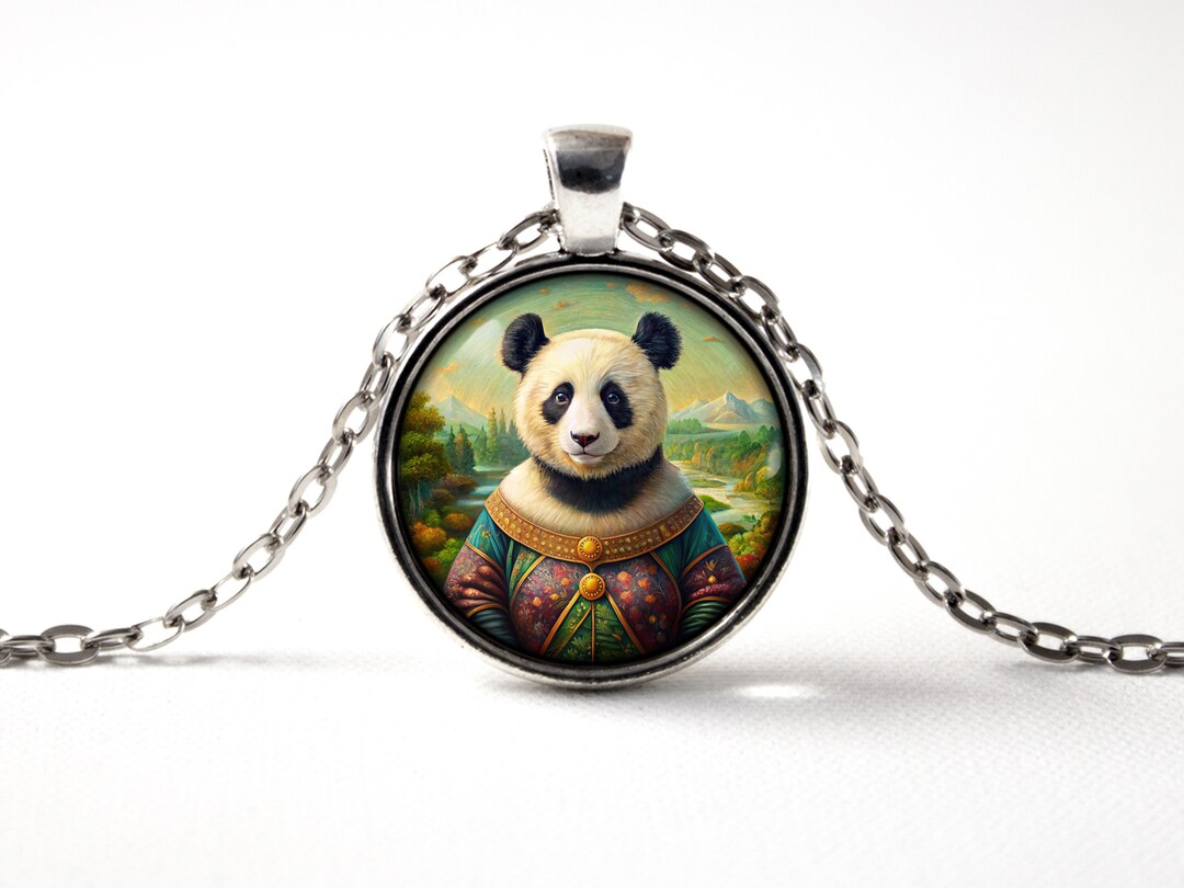 Mona Lisa Panda Necklace Mona Lisa Jewelry Panda Bear Pendant Panda Art ...