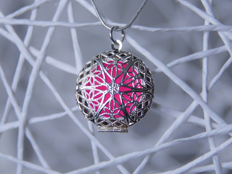 Glowing Pink Circle Punk Glowing Necklace Glow in the | Etsy