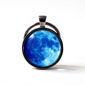 Full Blue Moon Keychain Art Gift Moon Key Ring Luna Key Chain Outer ...
