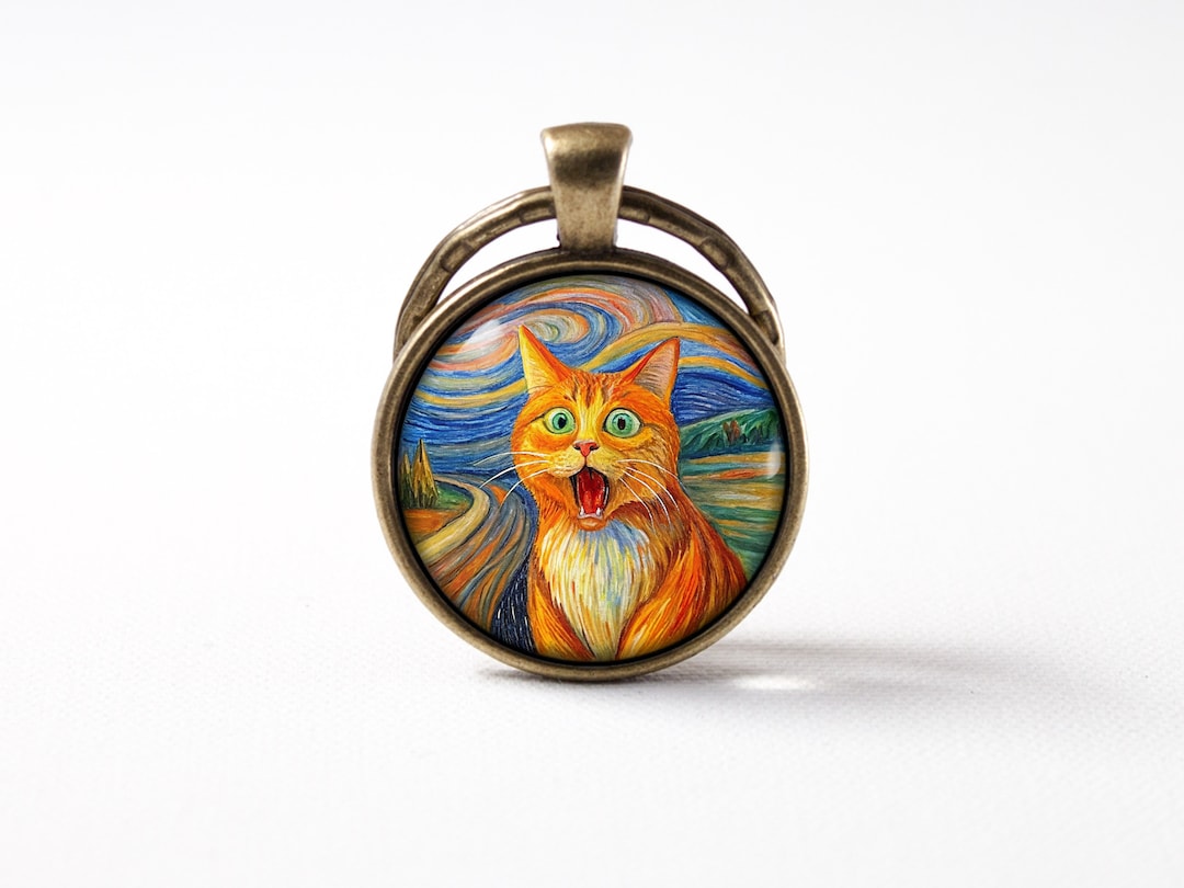 Edvard Munch Inspired Red Cat Keychain the Scream Art Gift Art Lover ...