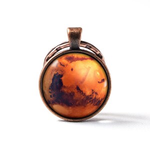 Mars Necklace Space Necklace Planet Mars Mars Jewellery Mars Jewelry ...