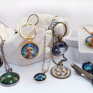 Solar System Glass Keychain Keyring Neptune Keychain Planets Glass ...