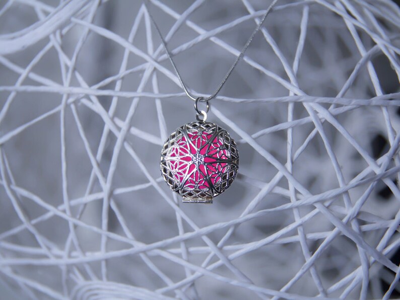 Glowing Pink Circle Punk Glowing Necklace Glow in the | Etsy