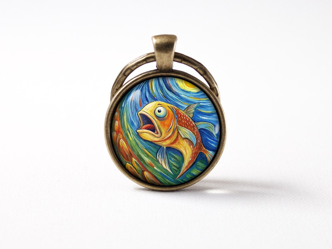 The Scream Art Gift Key Chain Fish Edvard Munch Inspired Funny Gift Art ...