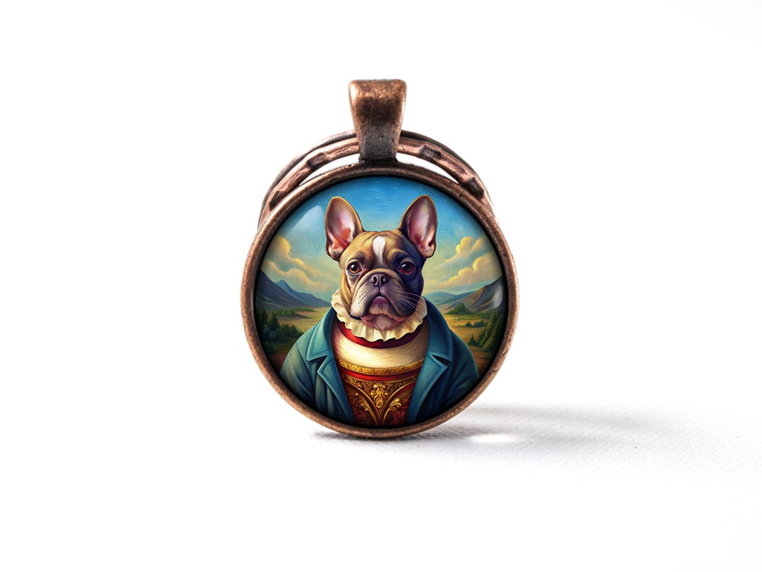 French Bulldog Keychain Frenchie Mona Lisa Gift for Dog Lover Frenchie ...