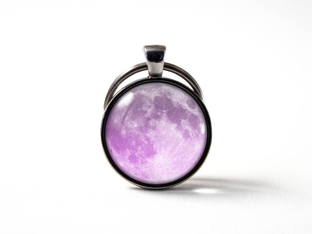 Purple Full Moon Keychain Moon Keyring Moon Jewelry Space Key Chain ...