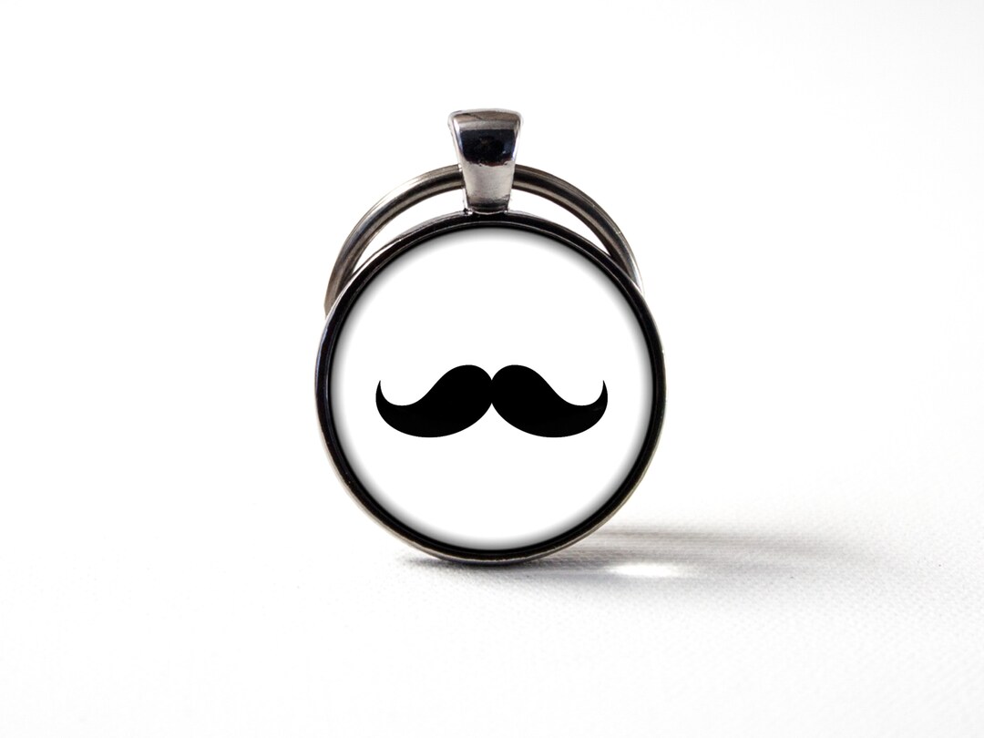Mustache Keyring Silhouette Keychain Man Gift Key Chain Keys Accessory ...