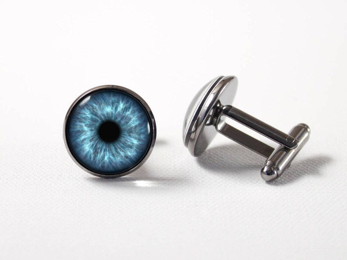 Blue Eye Cuff Links Eyeball Men Accessories Husband Gift Wedding ...