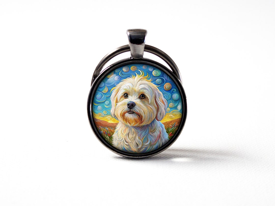 Maltipoo Keychain Maltese Van Gogh Gift for Dog Lover Maltipoo Dog Van ...