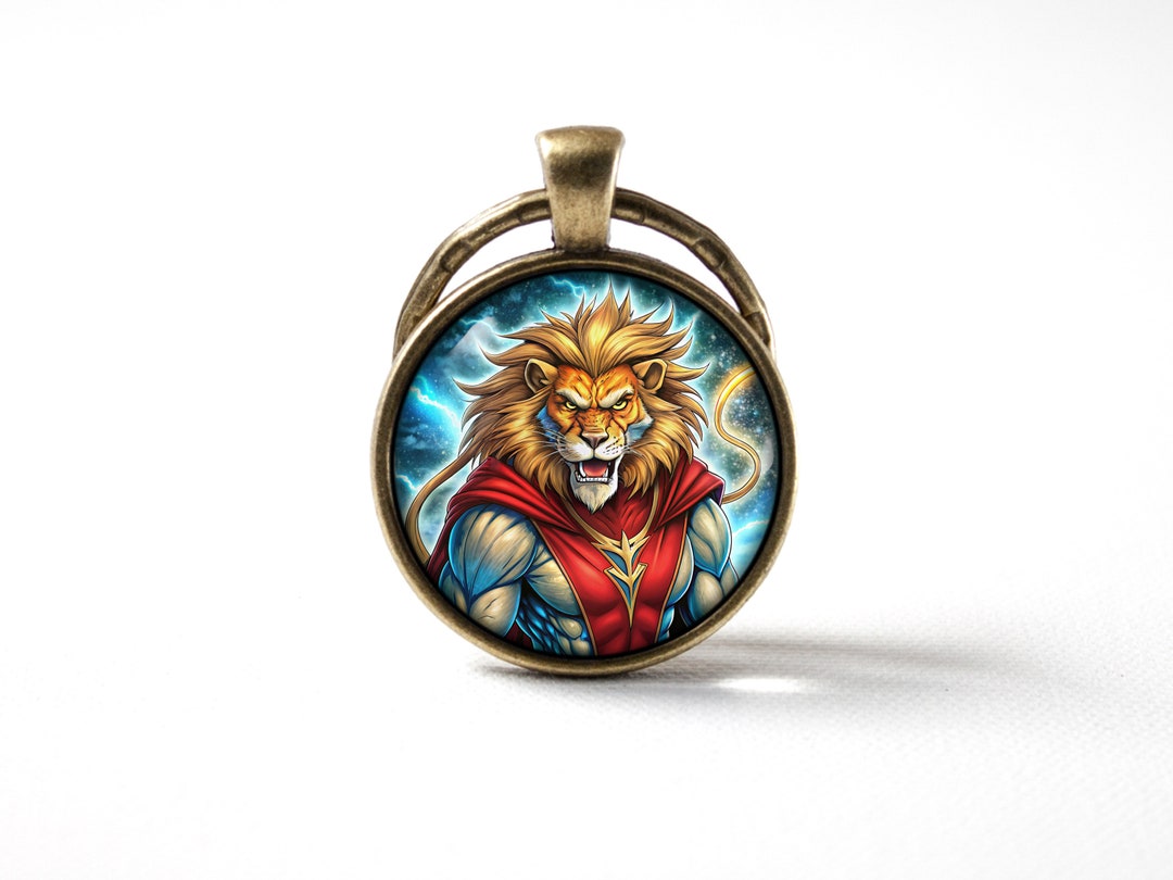 Lion Superhero Keychain Men Gift Lion Key Chain Lion Key Ring Lion ...