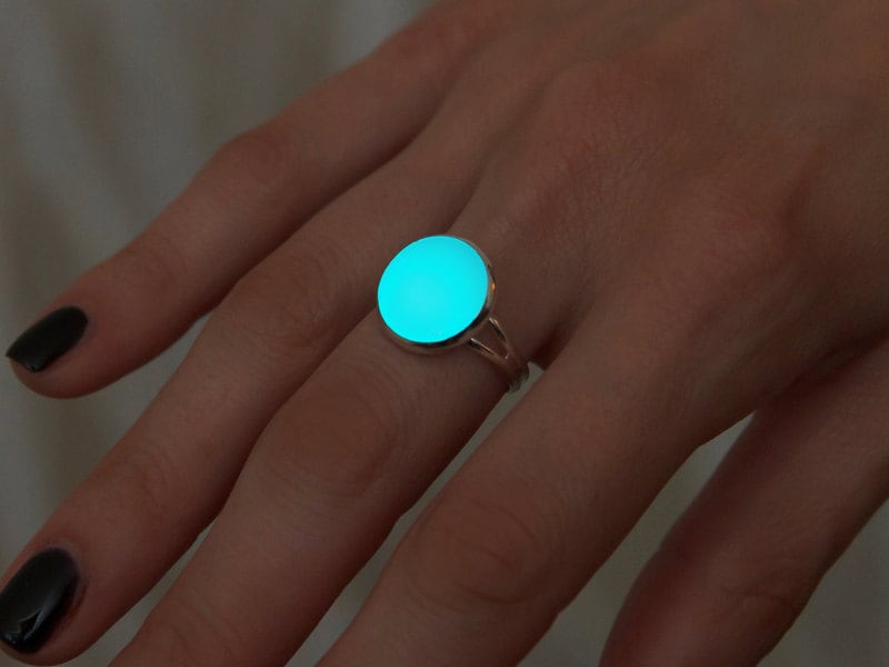 Glow in the Dark Ring Glowing Ring Aqua Glowing Ring - Etsy
