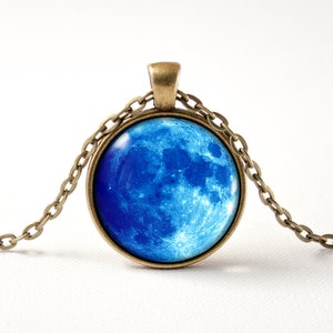 Full Blue Moon Keychain Art Gift Moon Key Ring Luna Key Chain Outer ...