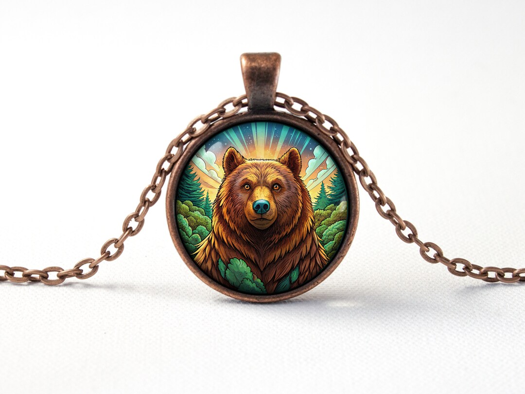 Bear Comics Style Necklace Art Jewelry Bear Pendant Comics Art Men ...