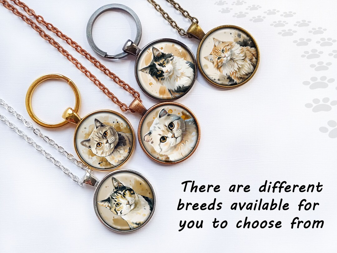 Gift for Cat Mom Cat Jewelry Cat Breeds Cat Lover Gift Personalized Key ...