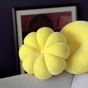 Soft Yellow Velvet Round or Flower Pillow - Etsy