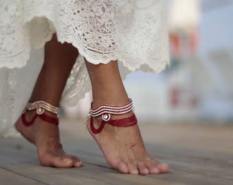 Crystal Fairy Beach Wedding Barefoot Sandals Banglecuff | Etsy