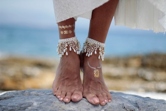 Lace Pearl and Rhinestone Detailed Anklet Barefoot Sandal Bridal Accessory Bridal Jewelry Etsy