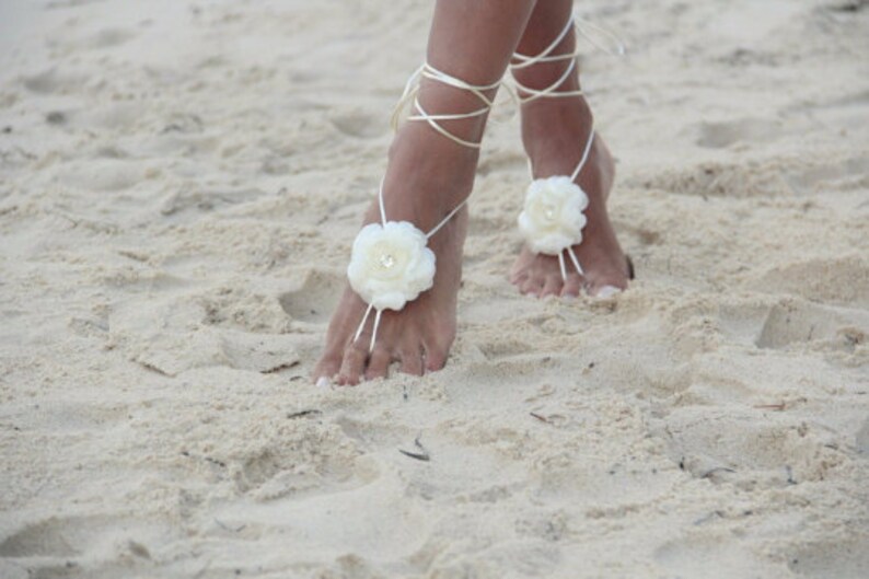Wild roses beach wedding barefoot sandals bangle wedding | Etsy