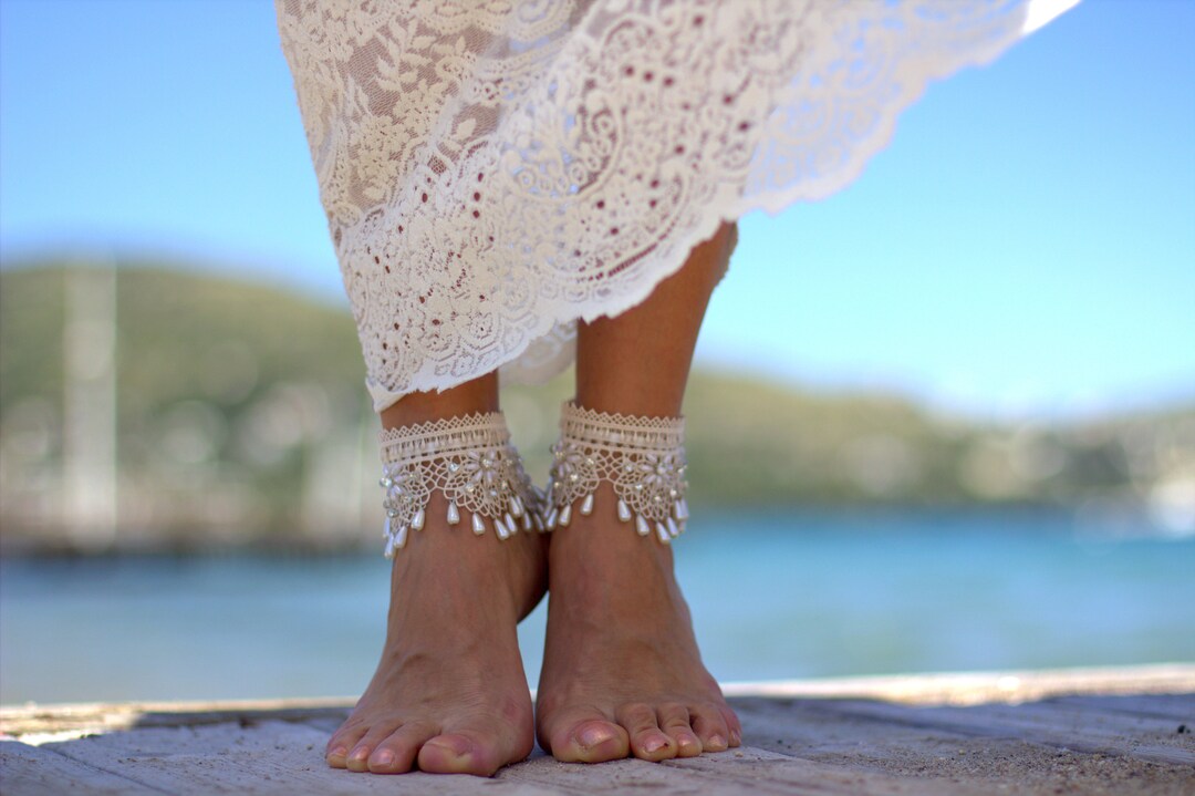 Sunny Summer Beach Wedding Barefoot Sandals, Bangle,cuff, Wedding ...