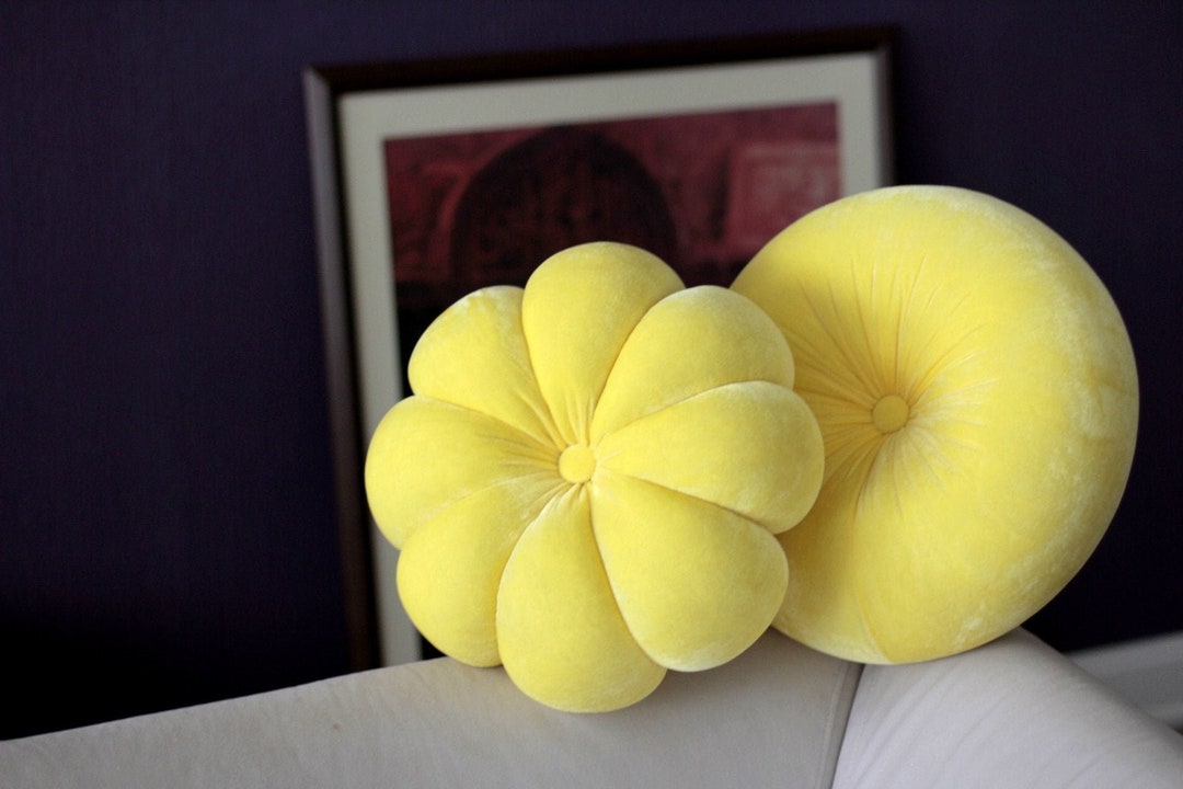 Soft Yellow Velvet Round or Flower Pillow - Etsy