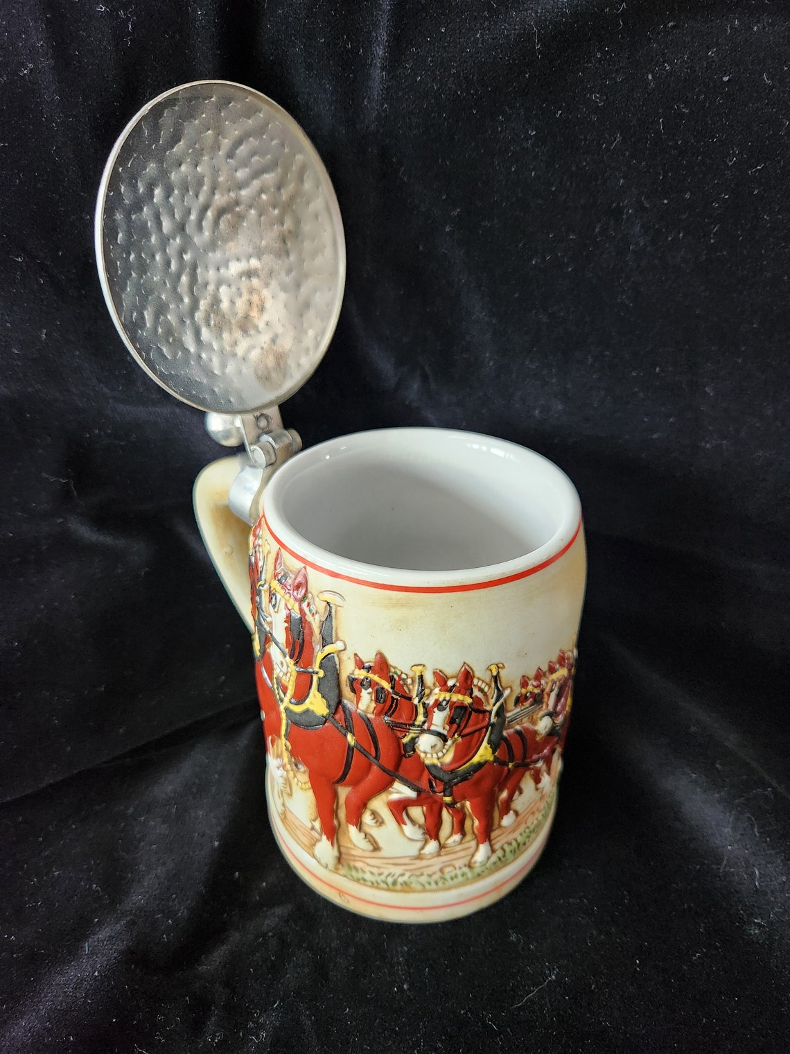 Budweiser Stein With Pewter Lid, Ceramarte CSL9, Featuring the ...