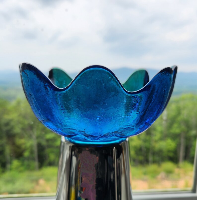 Blenko Tulip Bowl - Cobalt Blue - Glass Lotus Dish - Etsy