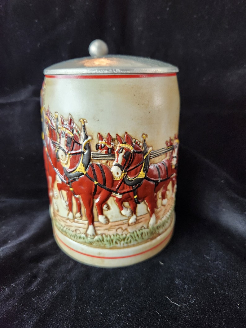 Budweiser Stein With Pewter Lid, Ceramarte CSL9, Featuring the ...
