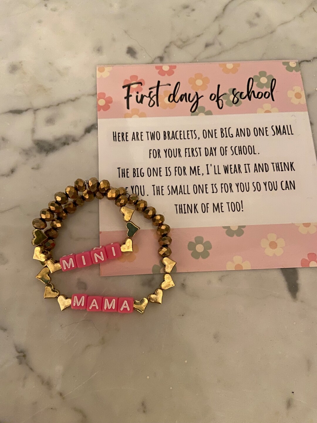Mama and Mini Back to School Bracelets / Custom Elementary School Gift ...
