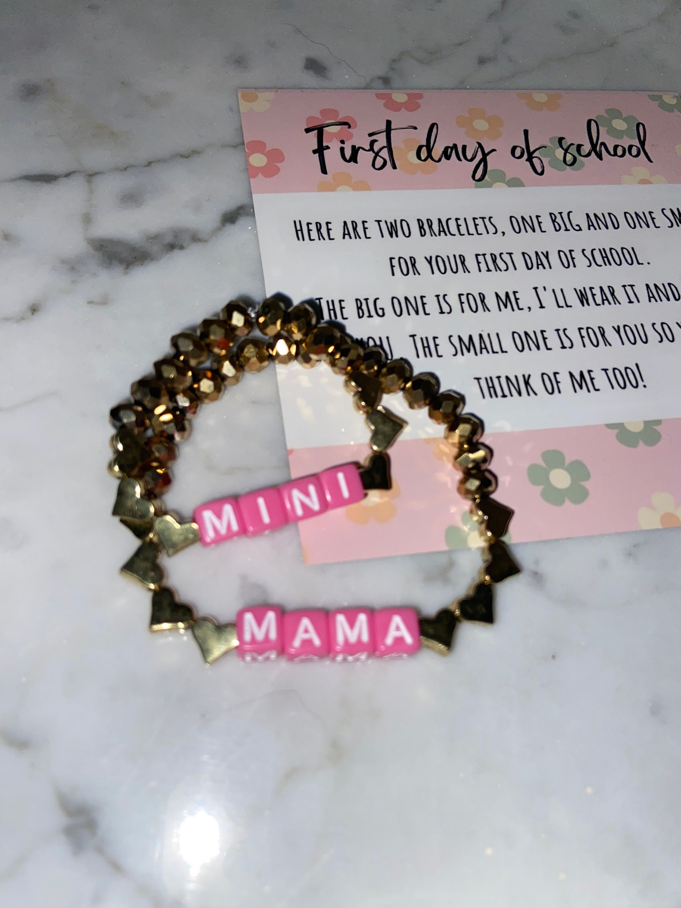 Mama and Mini Back to School Bracelets / Custom Elementary School Gift ...