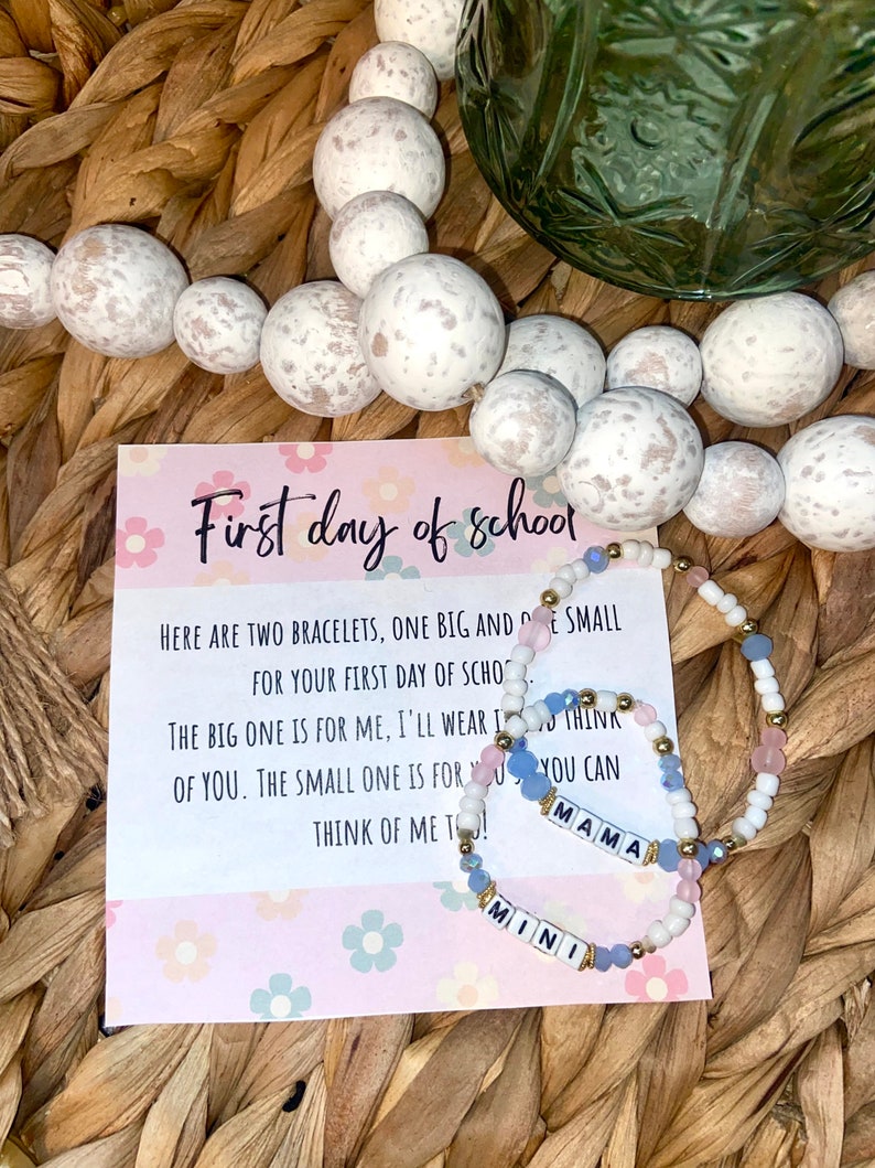 Mama and Mini Purple Back to School Bracelets, / Custom Elementary ...