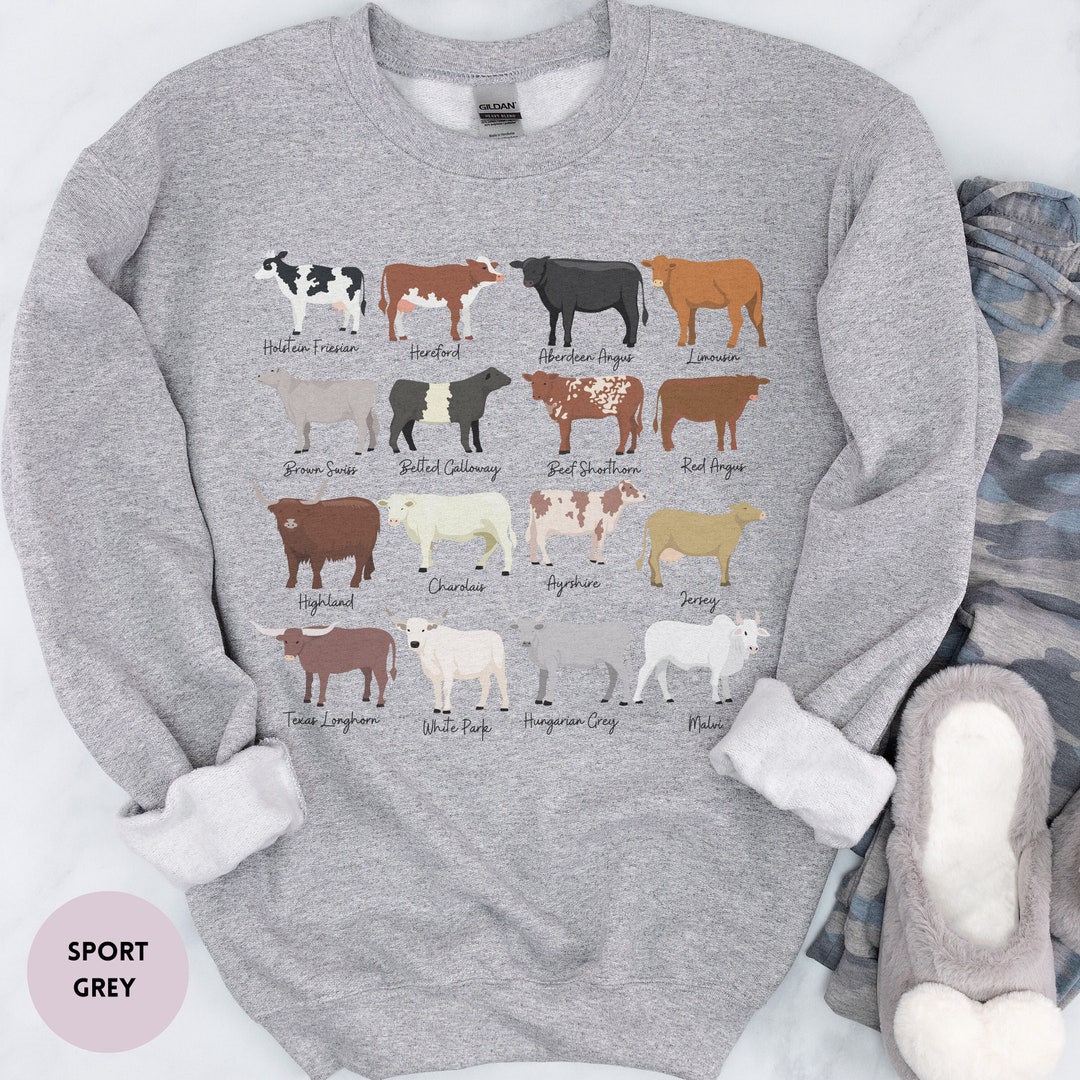 Cow Breed Sweatshirt, Highland Cow Shirt, Cow Lover Gift, Farmer ...