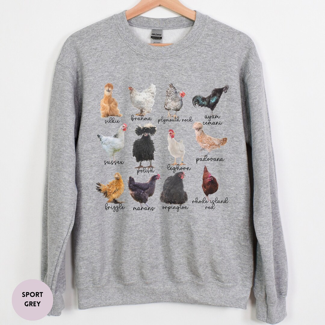 Chicken Breed Sweatshirt, Silkie Chicken, Pullover Crewneck Sweater ...